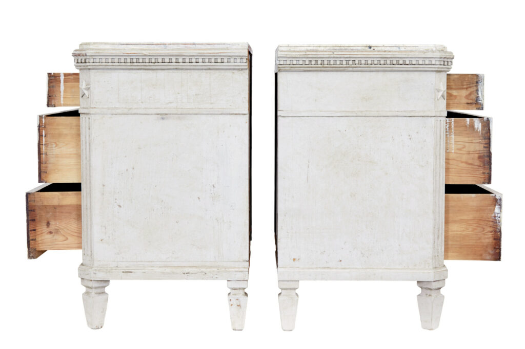 PAIR OF 19TH CENTURY SWEDISH PAINTED FAUX MARBLE TOP CHEST OF DRAWERS ...