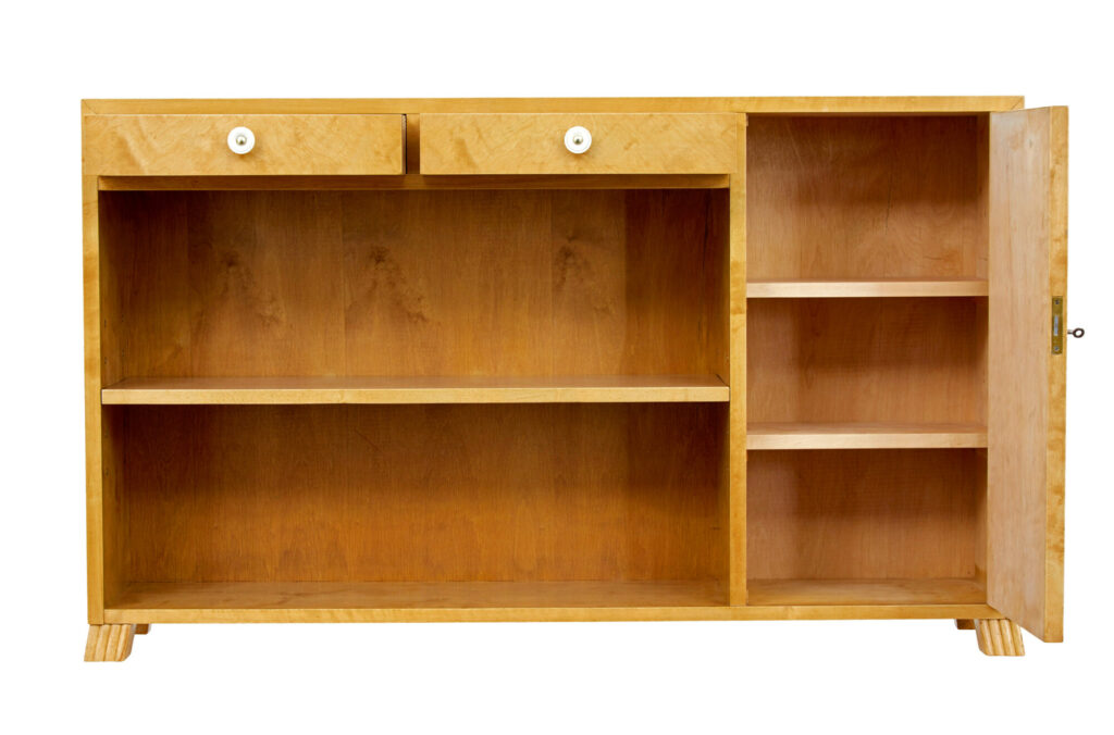 Mid Century Swedish Birch Low Open Bookcase Debenham Antiques