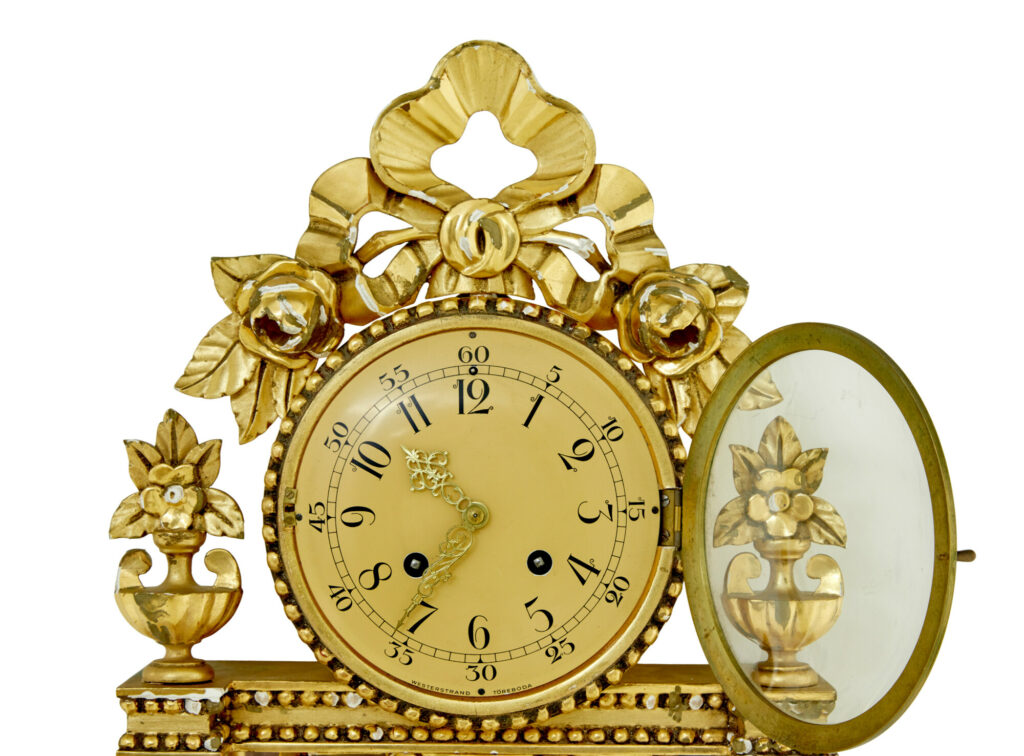 SWEDISH ROCOCO REVIVAL GILT WALL CLOCK BY WESTERSTRAND - Debenham Antiques
