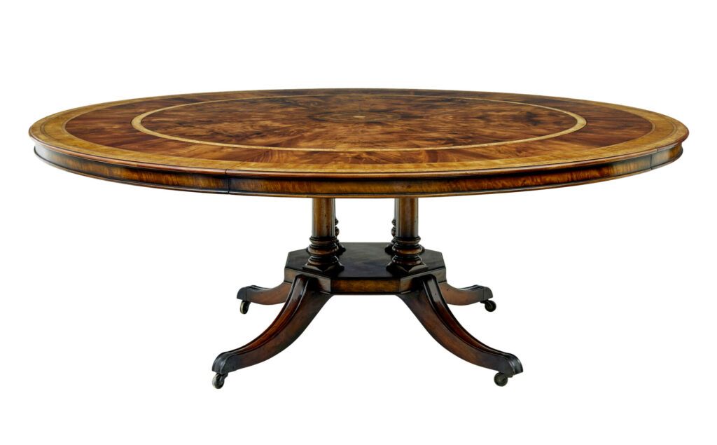 CIRCULAR EXTENDING JUPE DINING TABLE WITH BURR DETAILING - Debenham ...
