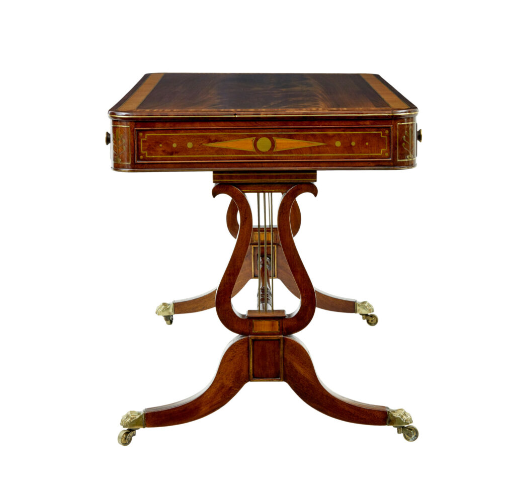 19TH CENTURY REGENCY BRASS INLAID WRITING DESK - Debenham Antiques