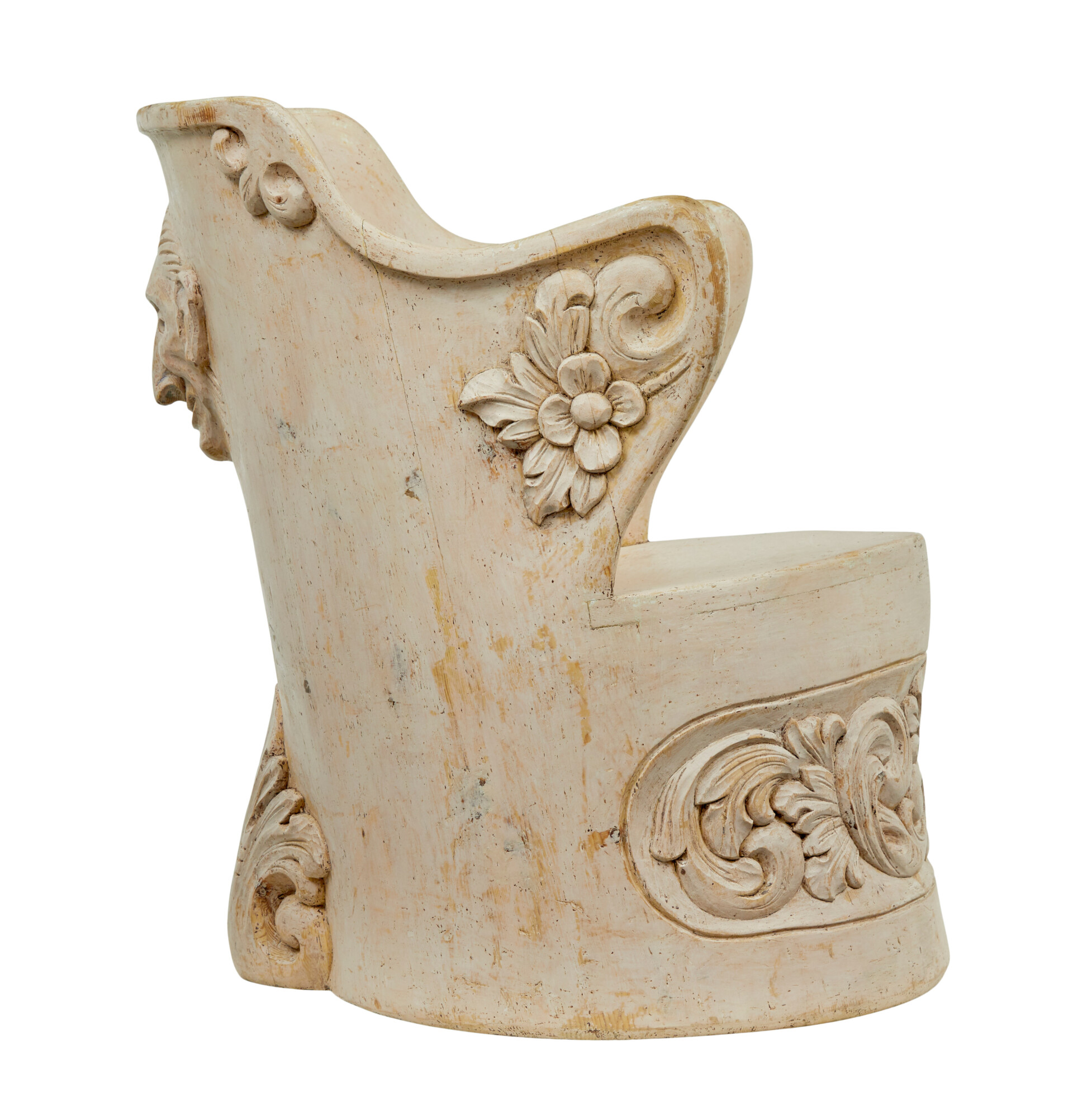 19TH CENTURY GOTHIC REVIVAL PAINTED DUG OUT CHAIR - Debenham Antiques